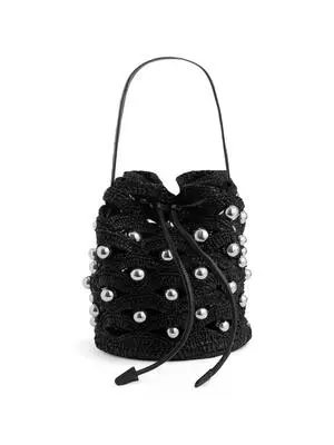Rabanne Pearl Embellished Bucket Bag