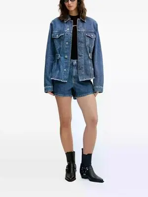 Karl Lagerfeld Logo Patch Denim Shorts - Blue