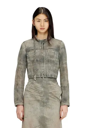 DIESEL® Cropped Jacket In Cotton-hemp Satin Denim