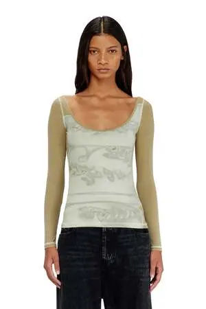 DIESEL® Slim Fit Long Sleeve Top With Digital Print