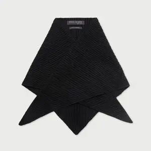 PAUL JAMES KNITWEAR Lambswool Ember Ribbed Triangle Scarf - Black