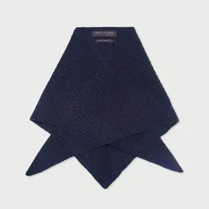 PAUL JAMES KNITWEAR Lambswool Ember Ribbed Triangle Scarf - Blue