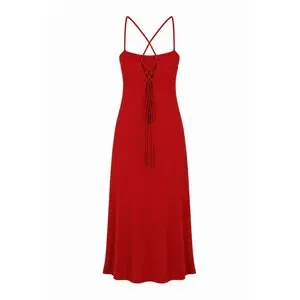 MARIANNE BY MARIE JORDANE Lexie Flared Midi Dress In Upcycled Cotton Jersey - Red