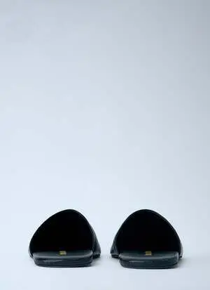 Miu Miu Leather Round Toe Flat Slippers