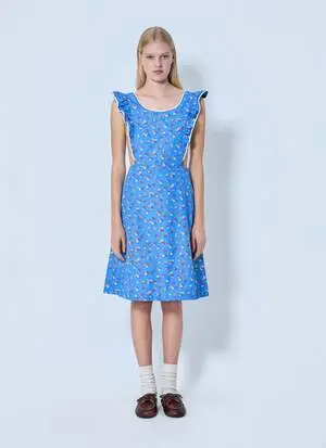 Miu Miu Poplin Pinafore Midi Dress - Blue