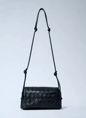 Bottega Veneta Notturno Intrecciato Leather Crossbody Bag - Black