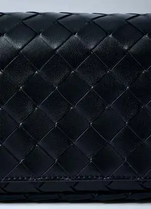 Bottega Veneta Notturno Intrecciato Leather Crossbody Bag - Black