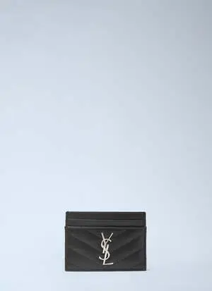 Saint Laurent Cassandre Matelassé Cardholder - Black