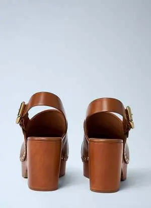 Chloé Jeannette" Heel Clogs With Studded Detail - Brown