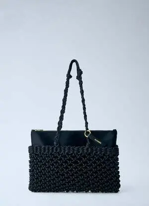 JIL SANDER Woven Tote Bag With Braided Handle - Black