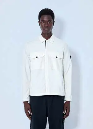 Stone Island Zip-front Overshirt With Flap Pockets - White