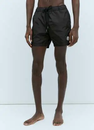 Moncler Logo Patch Swim Shorts - Black