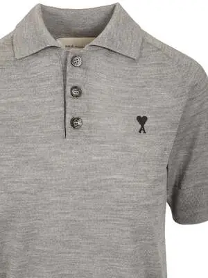 AMI Paris Short-sleeved Wool Polo Shirt