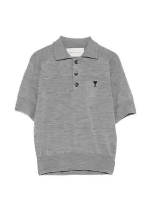 AMI Paris Short-sleeved Wool Polo Shirt