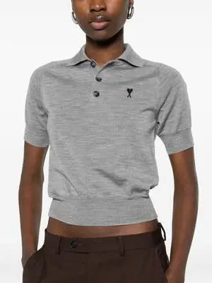 AMI Paris Short-sleeved Wool Polo Shirt