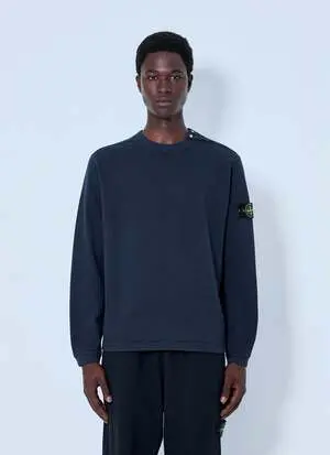 Stone Island Crewneck Sweatshirt With Sleeve Logo Patch - Blue
