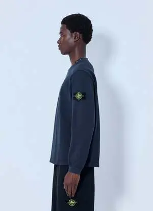 Stone Island Crewneck Sweatshirt With Sleeve Logo Patch - Blue