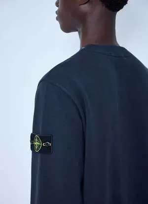 Stone Island Crewneck Sweatshirt With Sleeve Logo Patch - Blue