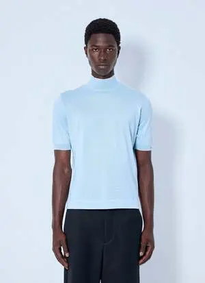 Prada Ribbed Turtleneck T-shirt - Blue