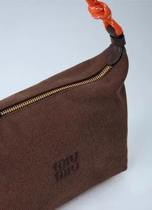 Miu Miu Gabardine Zip Handbag - Brown