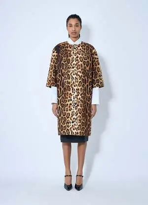Prada Single-breasted Leopard Print Drill Coat - Brown