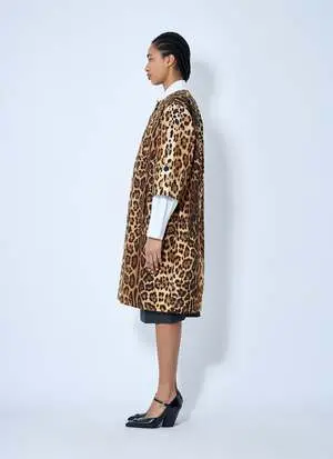 Prada Single-breasted Leopard Print Drill Coat