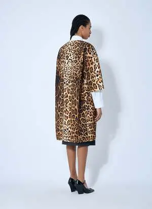Prada Single-breasted Leopard Print Drill Coat