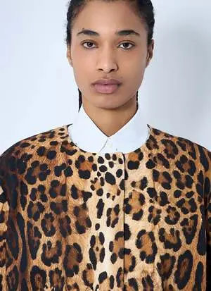 Prada Single-breasted Leopard Print Drill Coat