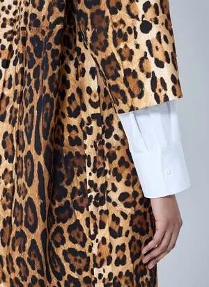 Prada Single-breasted Leopard Print Drill Coat