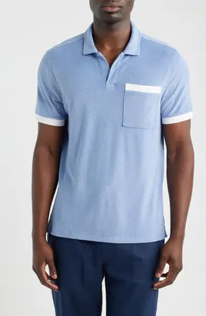 Mack Weldon Johnny Collar Terry Cloth Pocket Polo - Desert Spring