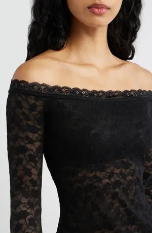 Princess Polly Mocha Pella Lace Off-the-shoulder Top