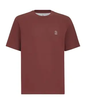 Brunello Cucinelli Cotton Jersey Crew-neck T-shirt With Logo - Red