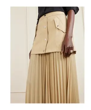 Veronica Beard Patricka Asymmetric Layered Pleated Woven Skirt