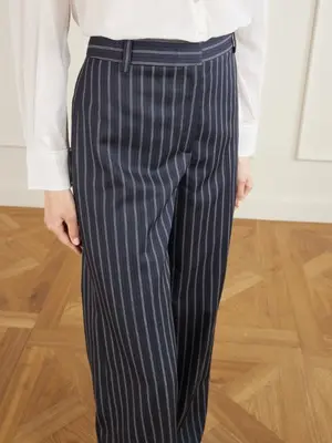 NILI LOTAN Rivers Striped Wool Wide-leg Pants - Navy