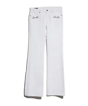 Gucci Gucci Low Rise Flare Pants With Horsebit Detail White