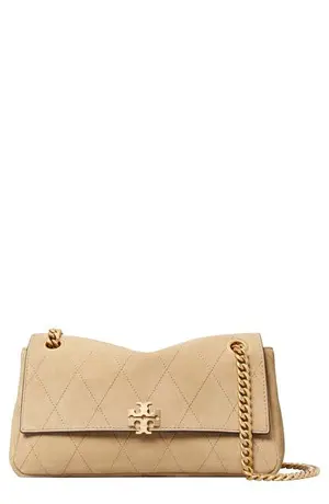 Tory Burch Charlie Quilted Suede Shoulder Bag
