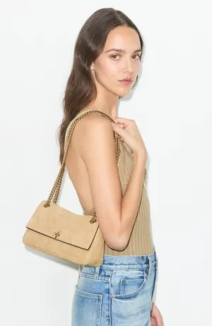 Tory Burch Charlie Quilted Suede Shoulder Bag