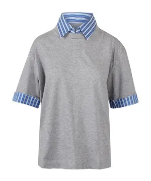N.21 Striped Collar Polo Shirt - Gray