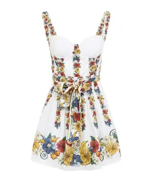 Farm Rio Floral Print Mini Dress - White