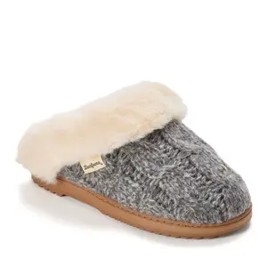 DEARFOAMS Nicki Knit Scuff Cable Knit Slippers Grey