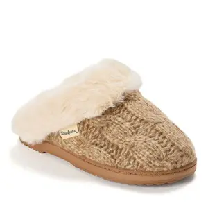 DEARFOAMS Nicki Knit Scuff Cable Knit Slippers - Oatmeal
