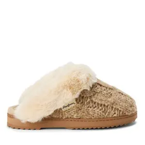 DEARFOAMS Nicki Knit Scuff Cable Knit Slippers - Oatmeal