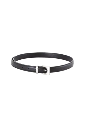 ESTHERA Cube Buckle Leather Belt - Black