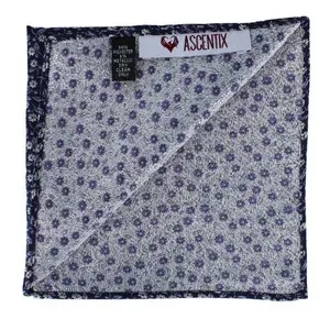 ASCENTIX Metallic Flowers And Leaves Pocket Square - Purple