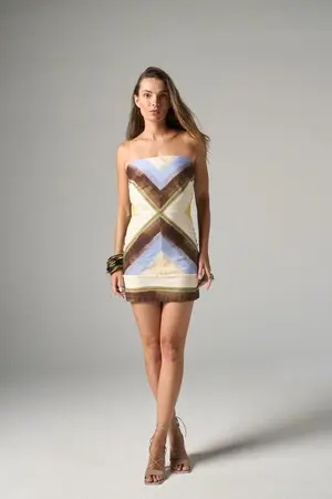 JBQ Sofia Strapless Mini Dress - Blue Multi