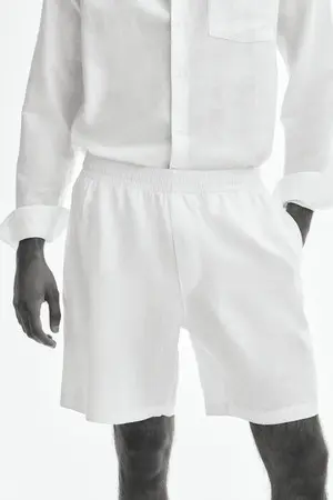H&M Relaxed Fit Linen Shorts - White
