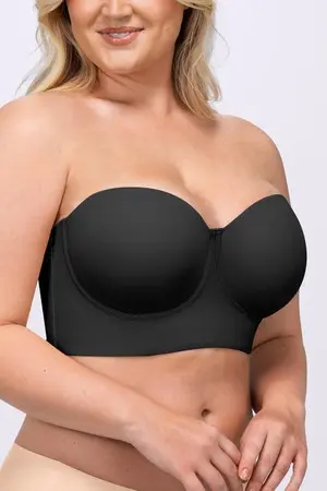 SHAPELLX Strapless Convertible Underwire Bra Full Coverage - Black