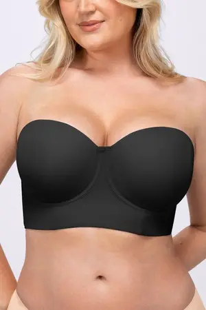 SHAPELLX Strapless Convertible Underwire Back Smoothing Multi-way Longline Bra - Black