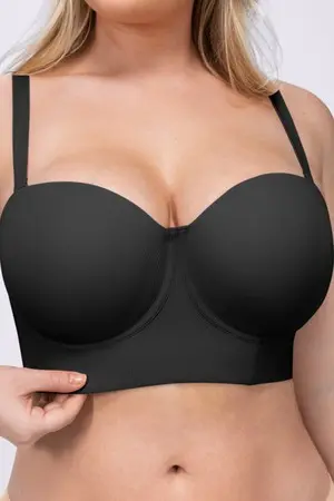 SHAPELLX Strapless Convertible Underwire Back Smoothing Multi-way Longline Bra - Black