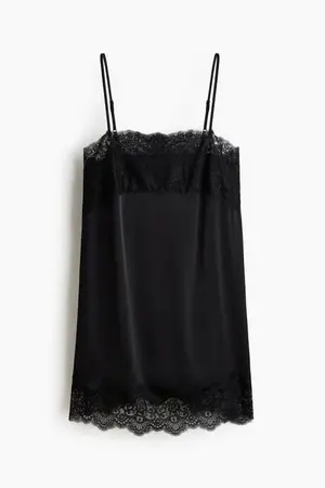 H&m Lace-trimmed Satin Nightslip